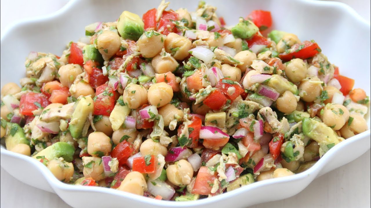 Receta fácil de ensalada de garbanzos con atún paso a paso para una ...