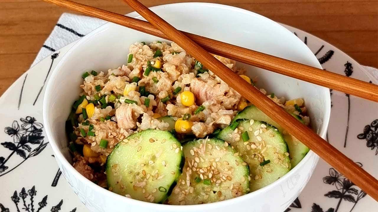 Receta fácil de ensalada de arroz integral con atún paso a paso ...