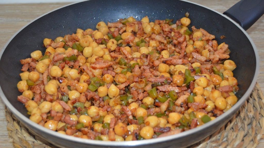 Receta de Garbanzos Salteados con Tocineta Fácil y Deliciosa Paso a ...
